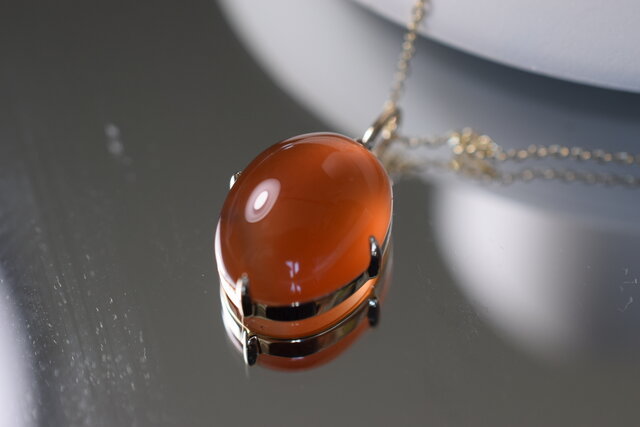 K9-10 宝石質 9金 大粒 天然 カーネリアン チャーム ネックレス ペンダント K9 | iichi ハンドメイド・アンティーク・食品・ギフト・手作り