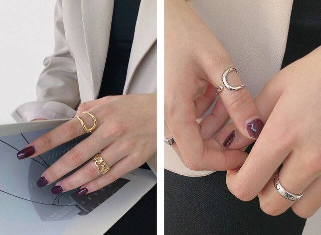 2way大ぶり リバーシブル ダブルラインリング 925のリング フリーサイズ 1本 | iichi 日々の暮らしを心地よくするハンドメイドやアンティークのマーケットプレイス