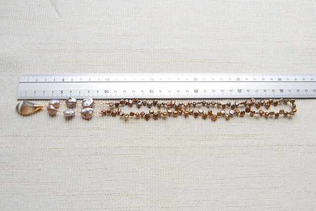 しまメノウと2種のパールの秋のネックレス 14kgf | iichi ハンドメイド・アンティーク・食品・ギフト・手作り