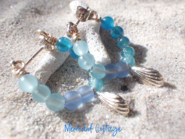 Blue Ocean Hoop ピアス | iichi 日々の暮らしを心地よくするハンドメイドやアンティークのマーケットプレイス