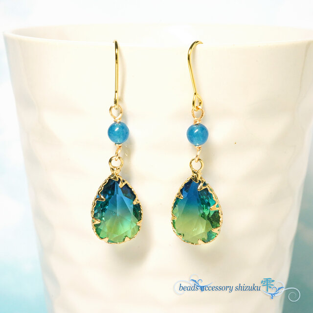 しずくピアス＊Ocean Blue | iichi ハンドメイド・アンティーク・食品・ギフト・手作り
