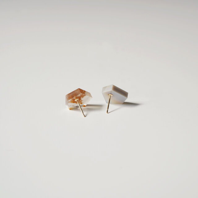 K10YG 天然石ピアス【 Agate】 | iichi 日々の暮らしを心地よくするハンドメイドやアンティークのマーケットプレイス