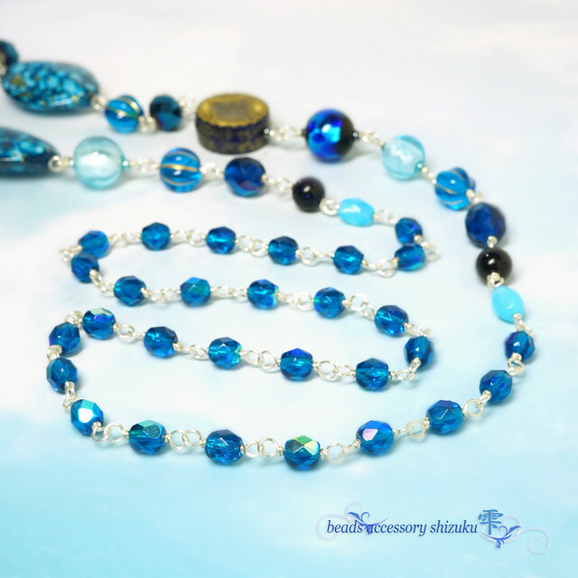 ホタル玉ロングネックレス＊ブルーGalaxy | iichi ハンドメイド・アンティーク・食品・ギフト・手作り