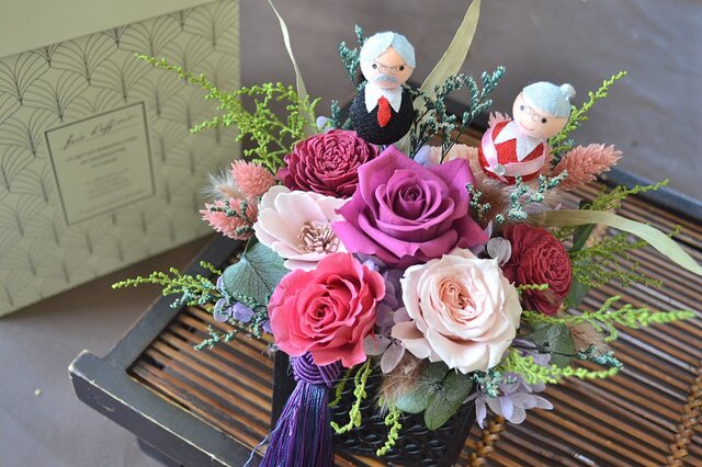 【敬老の日にも】おじいちゃんおばあちゃん＊和風アレンジギフトbox入り | iichi ハンドメイド・アンティーク・食品・ギフト・手作り