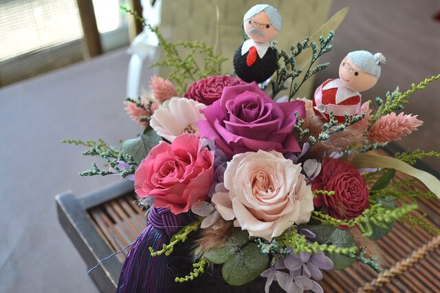 【敬老の日にも】おじいちゃんおばあちゃん＊和風アレンジギフトbox入り | iichi ハンドメイド・アンティーク・食品・ギフト・手作り