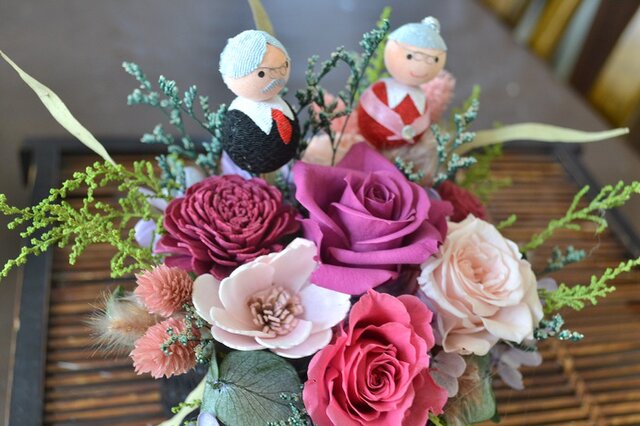 【敬老の日にも】おじいちゃんおばあちゃん＊和風アレンジギフトbox入り | iichi ハンドメイド・アンティーク・食品・ギフト・手作り