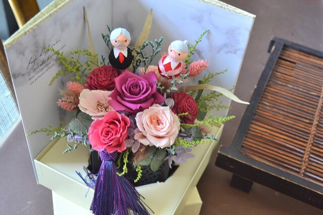 【敬老の日にも】おじいちゃんおばあちゃん＊和風アレンジギフトbox入り | iichi ハンドメイド・アンティーク・食品・ギフト・手作り