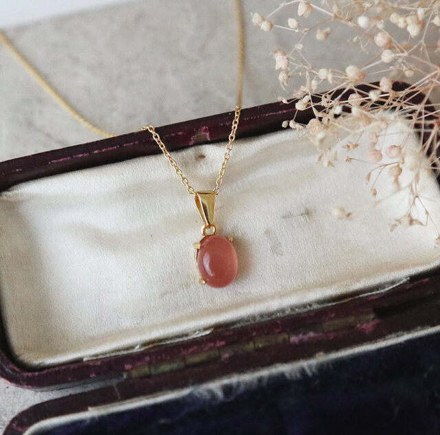 【14kgf】ペルー産インカローズの一粒ネックレス(オーバル)＊7月誕生石 | iichi ハンドメイド・アンティーク・食品・ギフト・手作り