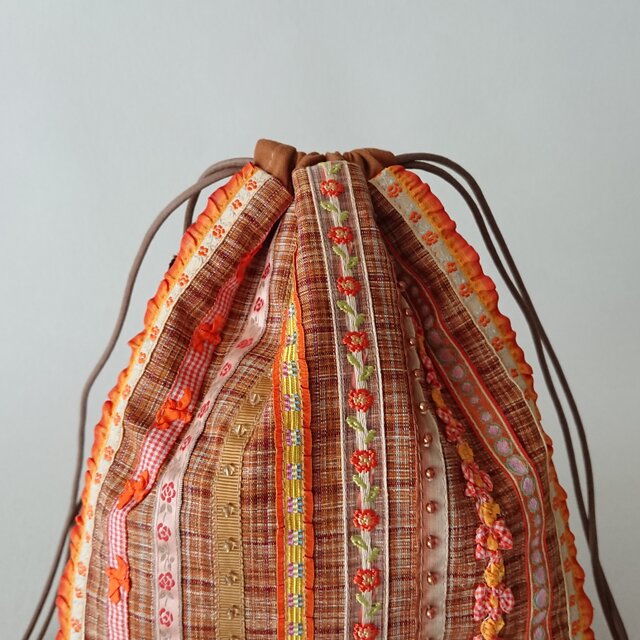 ORANGE FRANCE RIBBON MINI KINCHAKU | iichi 日々の暮らしを心地よくするハンドメイドやアンティークのマーケットプレイス