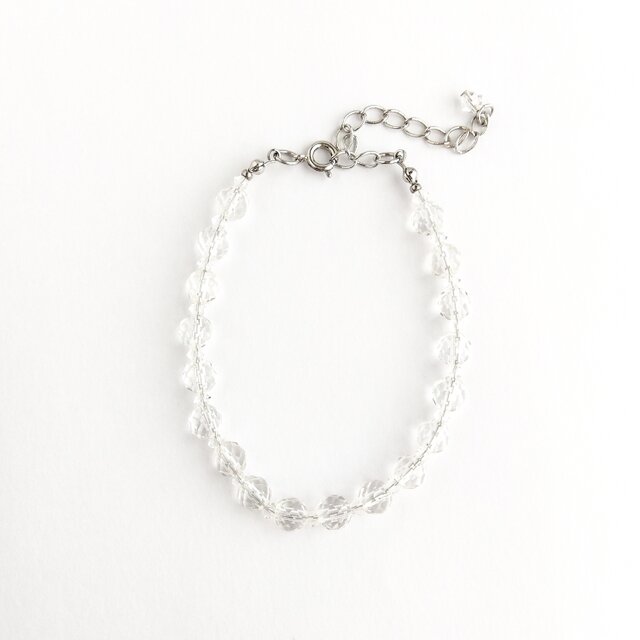 水晶 64面カット クリスタル ブレスレット 16 - 21 cm # 9 | iichi 日々の暮らしを心地よくするハンドメイドやアンティークのマーケットプレイス