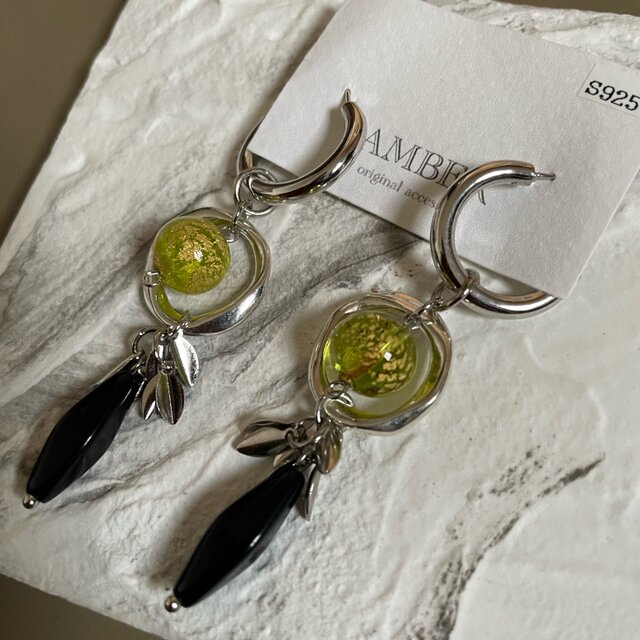 AMBERオリジナルアクセサリー/ベネチアンガラスビーズピアス シルバー925 | iichi 日々の暮らしを心地よくするハンドメイドやアンティークのマーケットプレイス