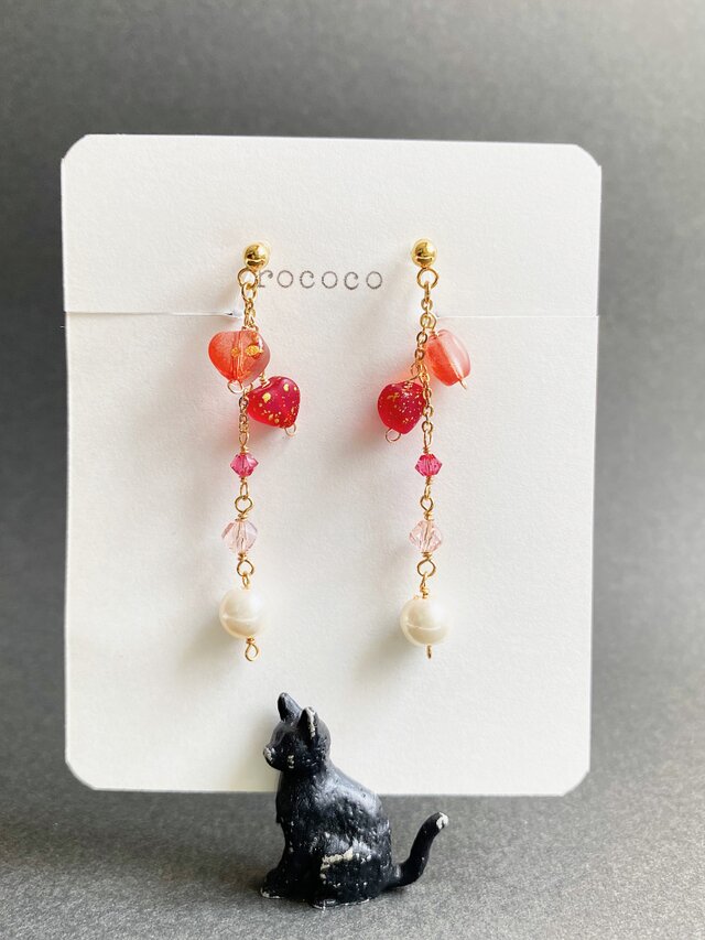 « rococo » プチハートのノンホールピアス♡ フロスト ac/790 | iichi 日々の暮らしを心地よくするハンドメイドやアンティークのマーケットプレイス