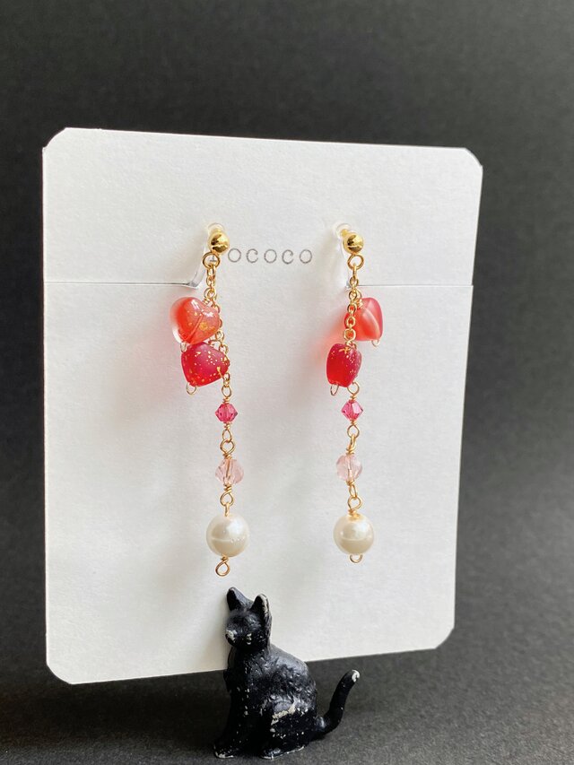 « rococo » プチハートのノンホールピアス♡ フロスト ac/790 | iichi 日々の暮らしを心地よくするハンドメイドやアンティークのマーケットプレイス