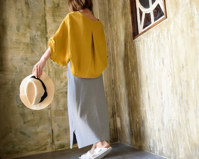 お肌に優しいふんわり柔らかダブルガーゼブラウス／リボンポンチョ／コットンダブルガーゼトップス／パンプキン | iichi 日々の暮らしを心地よくするハンドメイドやアンティークのマーケットプレイス