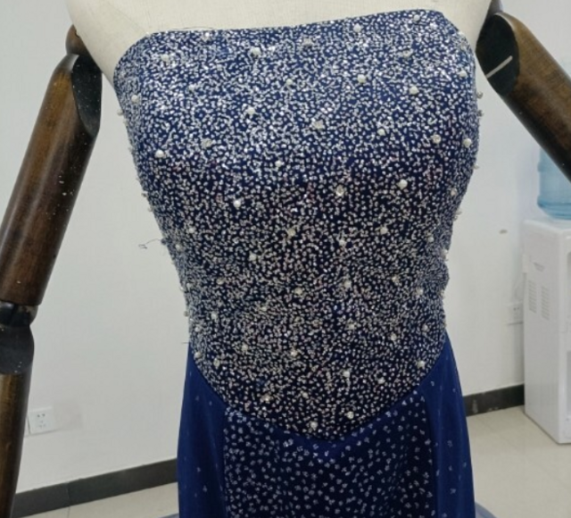 高品質！ パーティードレス ネイビー マーメイドライン 背中見せ 結婚式/披露宴 | iichi 日々の暮らしを心地よくするハンドメイドやアンティークのマーケットプレイス