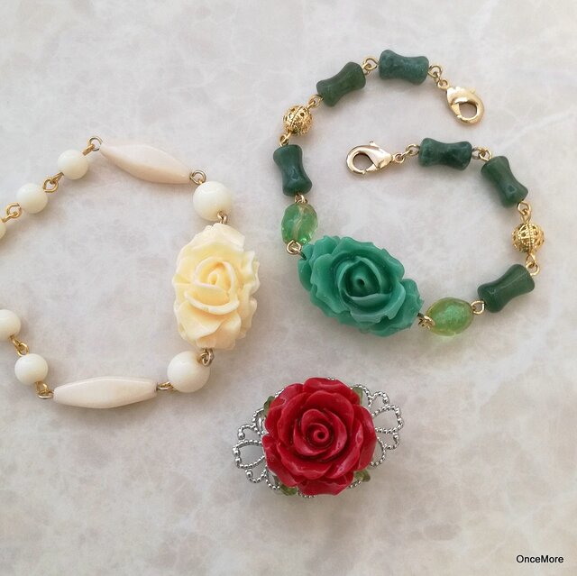 赤い薔薇の帯留め（G） | iichi 日々の暮らしを心地よくするハンドメイドやアンティークのマーケットプレイス