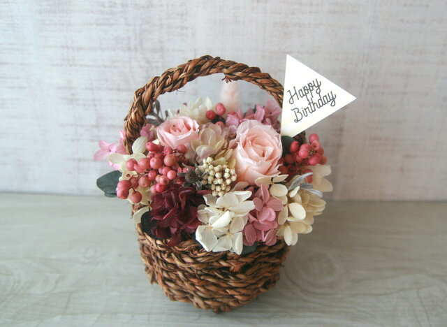 Flower basket (S) Antique pink #02 | iichi 日々の暮らしを心地よくするハンドメイドやアンティークのマーケットプレイス