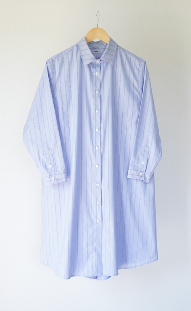 播州織 ストライプ. ストレッチシャツワンピース | iichi 日々の暮らしを心地よくするハンドメイドやアンティークのマーケットプレイス