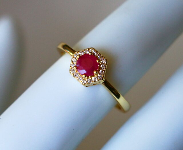 天然石＊ルビー 指輪＊16号 GP | iichi 日々の暮らしを心地よくするハンドメイドやアンティークのマーケットプレイス