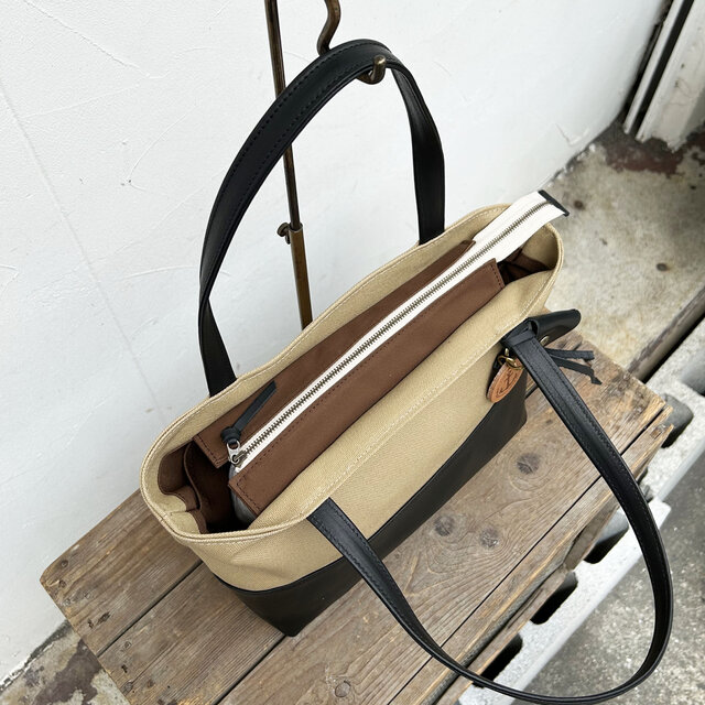 halb-mini-マッシュルーム（高島帆布×イタリアンレザートートバッグ） | iichi 日々の暮らしを心地よくするハンドメイドやアンティークのマーケットプレイス