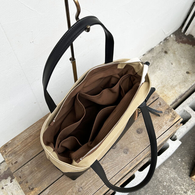 halb-mini-マッシュルーム（高島帆布×イタリアンレザートートバッグ） | iichi 日々の暮らしを心地よくするハンドメイドやアンティークのマーケットプレイス