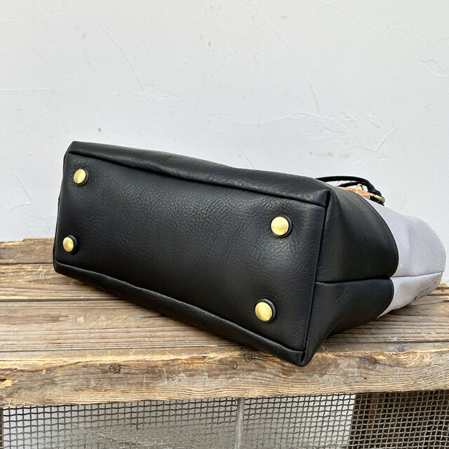 halb-mini-ライトグレー（高島帆布×イタリアンレザートートバッグ） | iichi 日々の暮らしを心地よくするハンドメイドやアンティークのマーケットプレイス