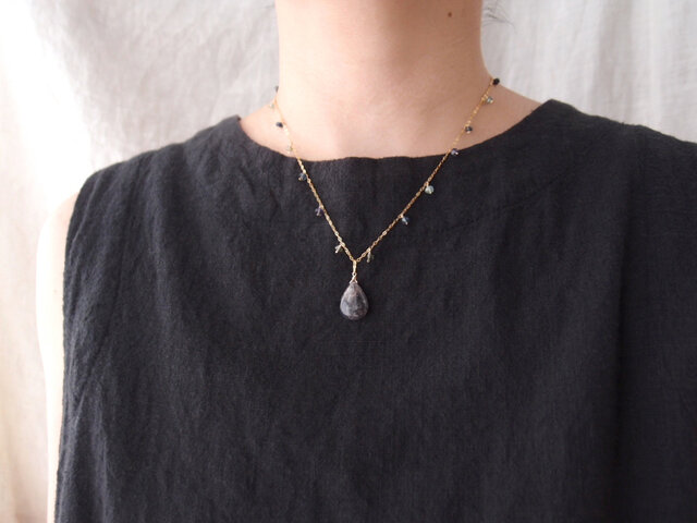 【K14gf】Gemstone Chain Necklace・Blue／ジェムストーン チェーンネックレス＋サファイアチャーム | iichi 日々の暮らしを心地よくするハンドメイドや ...
