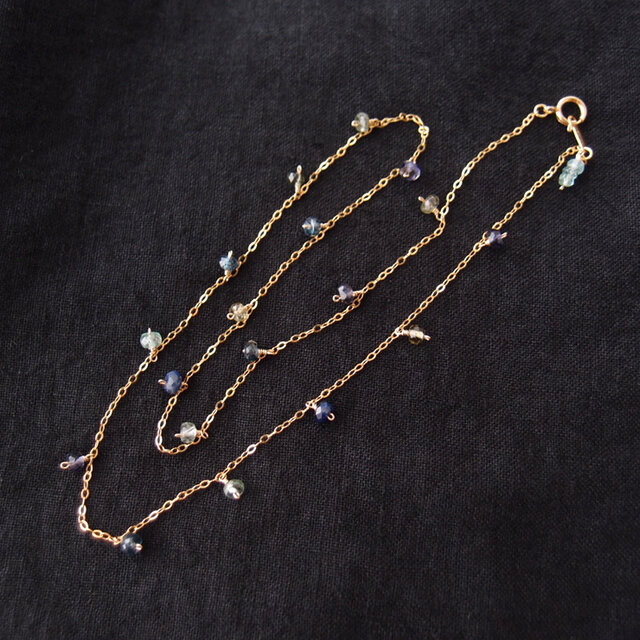 【K14gf】Gemstone Chain Necklace・Blue／ジェムストーン チェーンネックレス＋サファイアチャーム | iichi 日々の暮らしを心地よくするハンドメイドや ...