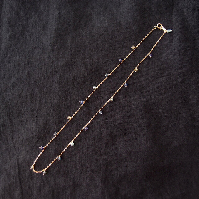 【K14gf】Gemstone Chain Necklace・Blue／ジェムストーン チェーンネックレス＋サファイアチャーム | iichi 日々の暮らしを心地よくするハンドメイドや ...