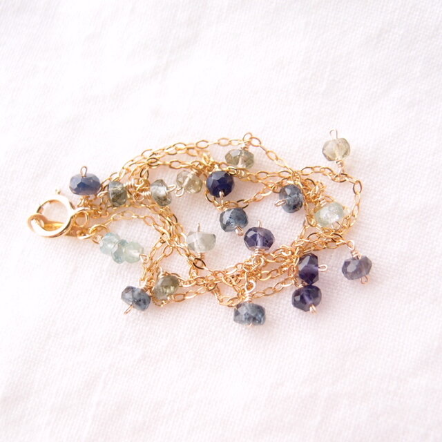 【K14gf】Gemstone Chain Necklace・Blue／ジェムストーン チェーンネックレス＋サファイアチャーム | iichi 日々の暮らしを心地よくするハンドメイドや ...