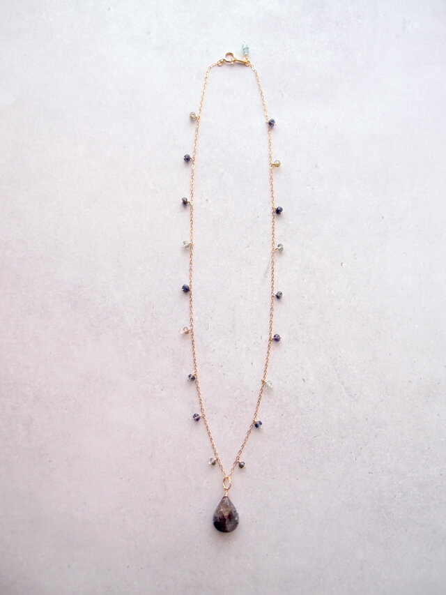 【K14gf】Gemstone Chain Necklace・Blue／ジェムストーン チェーンネックレス＋サファイアチャーム | iichi 日々の暮らしを心地よくするハンドメイドや ...