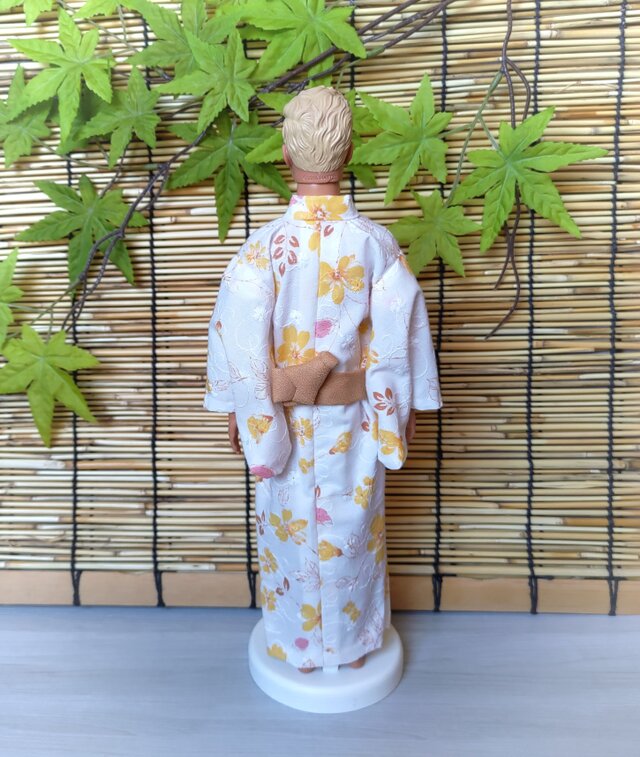 「花織りyukata/黄」30cm男子ドール浴衣 | iichi 日々の暮らしを心地よくするハンドメイドやアンティークのマーケットプレイス