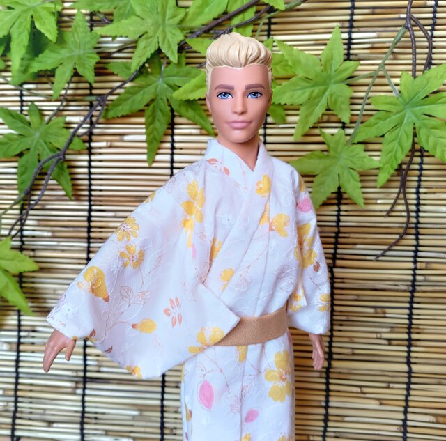 「花織りyukata/黄」30cm男子ドール浴衣 | iichi 日々の暮らしを心地よくするハンドメイドやアンティークのマーケットプレイス