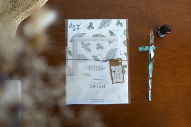 レターセット [GREEN] | iichi 日々の暮らしを心地よくするハンドメイドやアンティークのマーケットプレイス