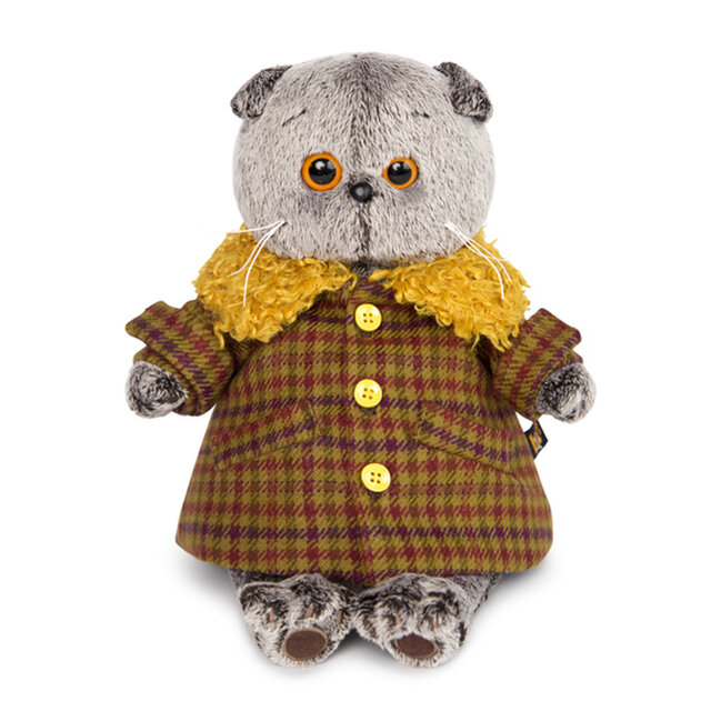 Basik 25cm イエローファーとチェックのコート | iichi 日々の暮らしを心地よくするハンドメイドやアンティークのマーケットプレイス