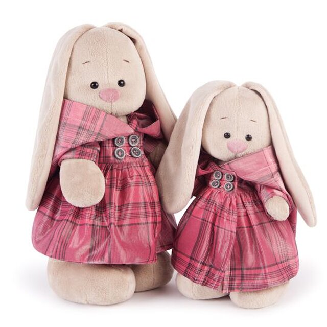 うさぎのMI 32cm “ピンクチェックラメコート" | iichi 日々の暮らしを心地よくするハンドメイドやアンティークのマーケットプレイス