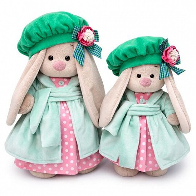 うさぎのMI 32cm グリーンとピンクのドット柄ドレス | iichi 日々の暮らしを心地よくするハンドメイドやアンティークのマーケットプレイス