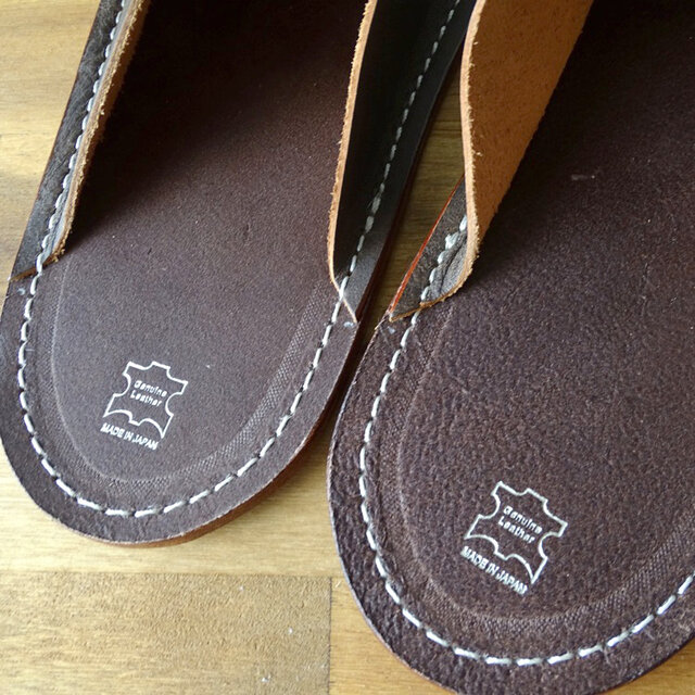 Mサイズ 16％off ハンドメイド オールレザー 革底 スリッパ 924 | iichi 日々の暮らしを心地よくするハンドメイドやアンティークのマーケットプレイス