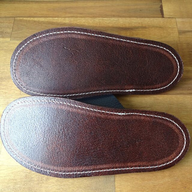 Mサイズ ハンドメイド オールレザー 革底 スリッパ 928 | iichi 日々の暮らしを心地よくするハンドメイドやアンティークのマーケットプレイス