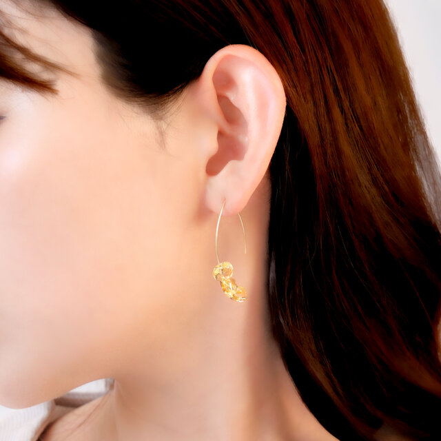 14kgf Citrine Marquis Hoop Pierced Earrings Gift Box 101 | iichi 日々の暮らしを心地よくするハンドメイドやアンティークの ...