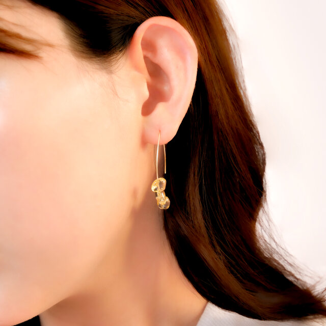 14kgf Citrine Marquis Hoop Pierced Earrings Gift Box 101 | iichi 日々の暮らしを心地よくするハンドメイドやアンティークの ...
