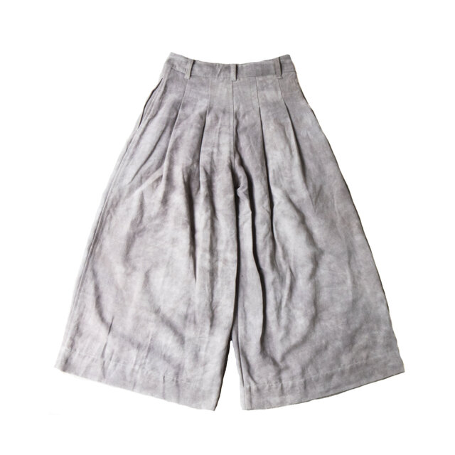 草木染めライトグレー、デッドストック麻リネン、スーパーワイドパンツ オリジナルサンプル MZ original | iichi 日々の暮らしを心地よくするハンドメイドやアンティークのマーケットプレイス