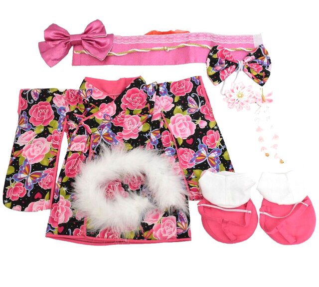 シェリーメイ着物 着せ替え コスチューム ケープ＆草履付 和モダン 振袖セット No.218 本体無 Sサイズ用 | iichi 日々の暮らしを心地よくするハンドメイドやアンティークの ...