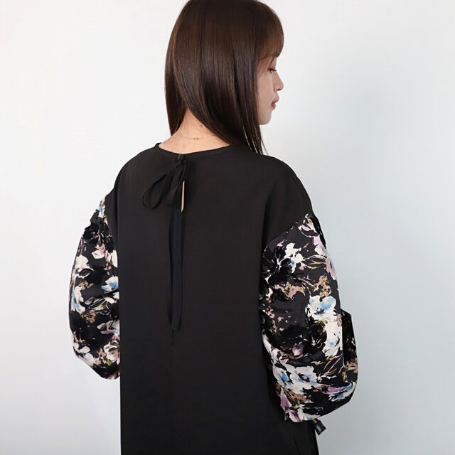 異素材バルーン袖 バックリボン フォーマル ワンピース ブラック 0595 | iichi 日々の暮らしを心地よくするハンドメイドやアンティークのマーケットプレイス