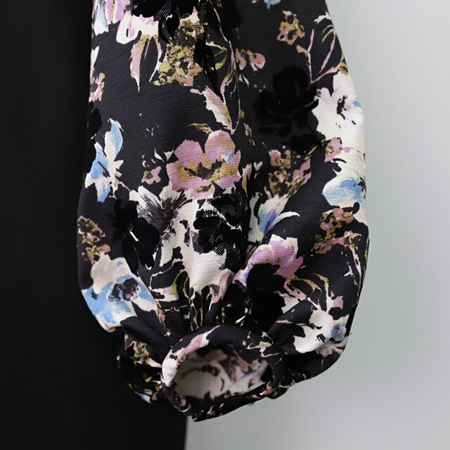 異素材バルーン袖 バックリボン フォーマル ワンピース ブラック 0595 | iichi 日々の暮らしを心地よくするハンドメイドやアンティークのマーケットプレイス