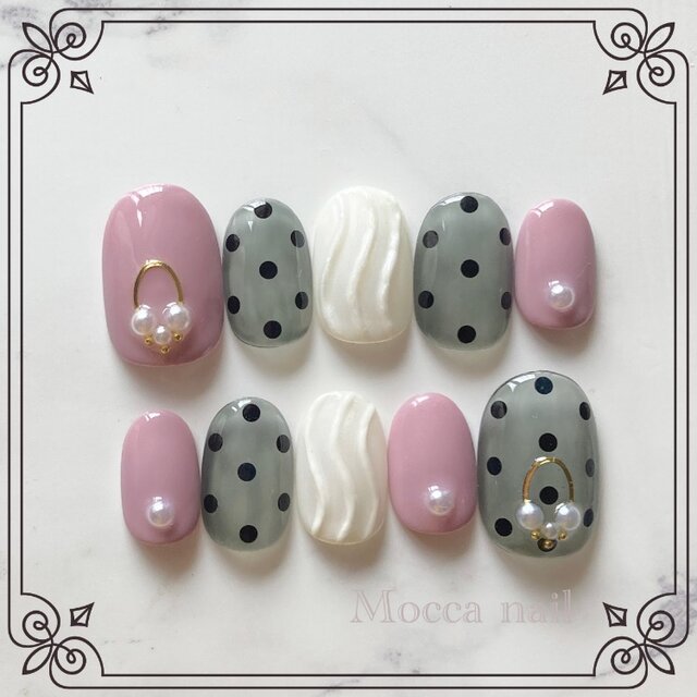 【051】シースルードット パープル うねうね ネイルチップ |チップ形変更OK | iichi 日々の暮らしを心地よくするハンドメイドやアンティークのマーケットプレイス