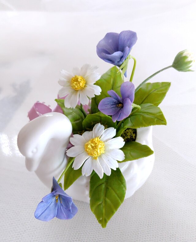 ☆クレイフラワー作品（花摘みー3）☆ | iichi 日々の暮らしを心地よくするハンドメイドやアンティークのマーケットプレイス
