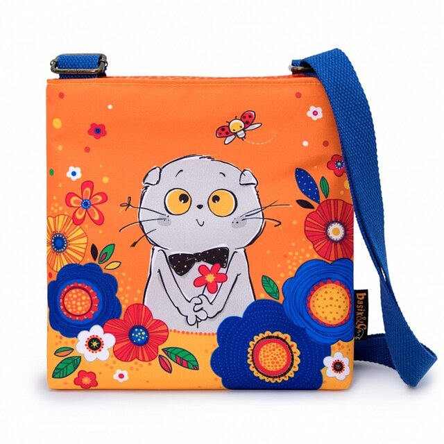 Basik オレンジの花柄ショルダーバッグ | iichi 日々の暮らしを心地よくするハンドメイドやアンティークのマーケットプレイス