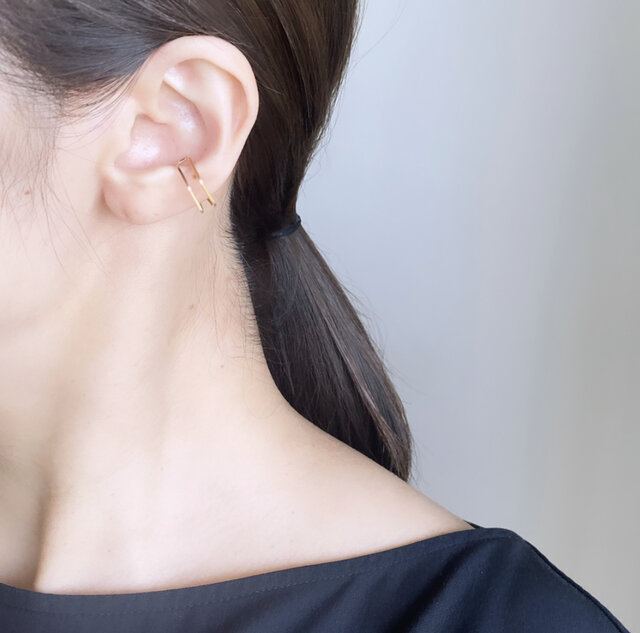 diagonal14kgf×silver925 & hexagon14kgf イヤカフ2点セット | iichi 日々の暮らしを心地よくするハンドメイドやアンティークのマーケットプレイス