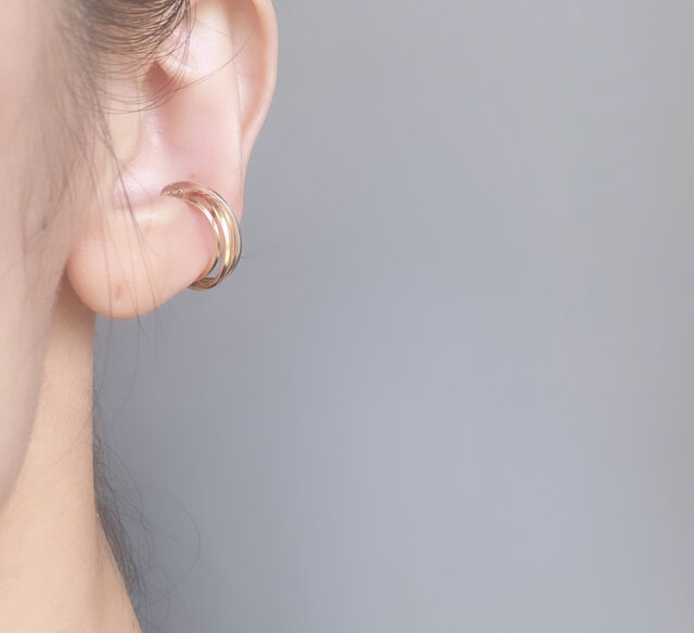 diagonal14kgf×silver925 & hexagon silver925 イヤカフ2点セット | iichi 日々の暮らしを心地よくするハンドメイドやアンティークのマーケットプレイス